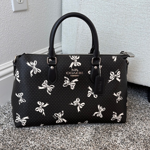 Coach | Bags | Coach Black And White Bow Print Womens Bag | Poshmark
